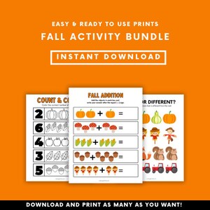 Fall Activity Bundle for Kids, Fall Activities, Autumn Activity Sheet ...