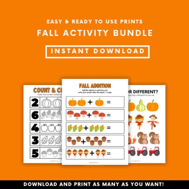 Fall Activity Bundle for Kids, Fall Activities, Autumn Activity Sheet ...