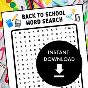 Back to School Word Search, Word Search Printable, Kids Activity Sheets ...
