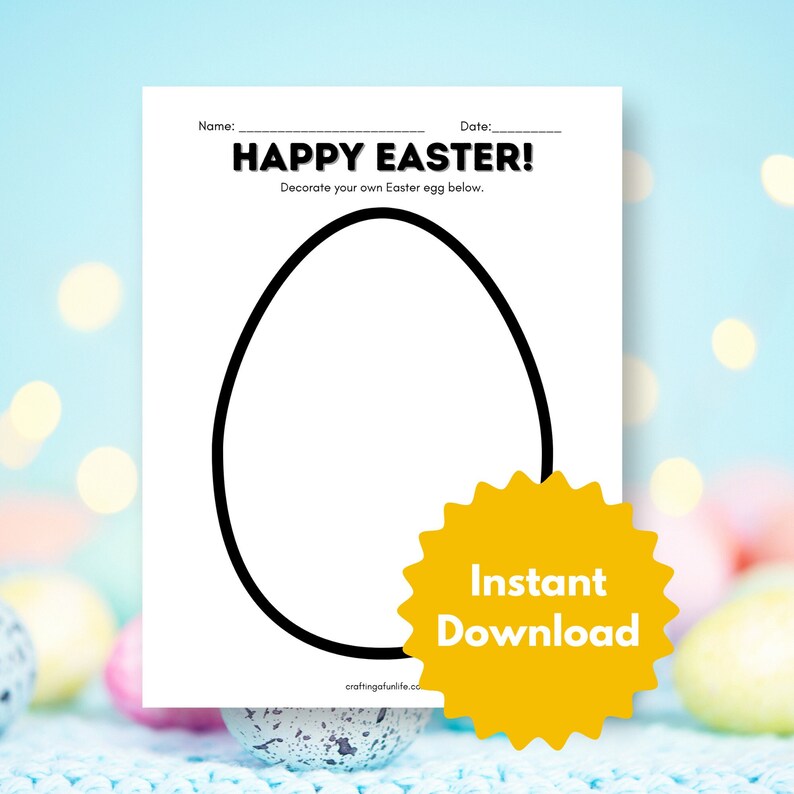 Decorate the Easter Egg Activity for Kids, Printable Easter Egg, Easter ...