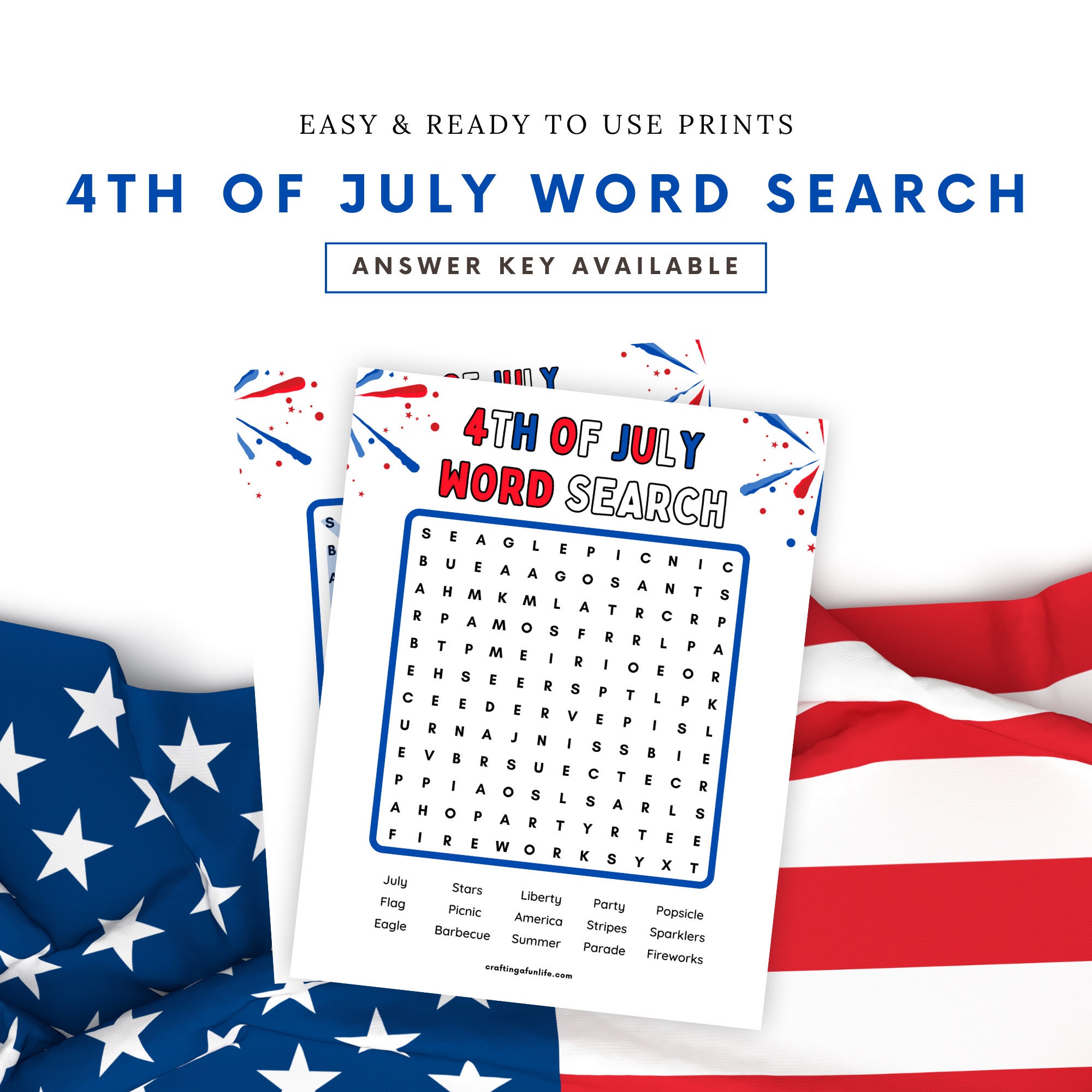 Fourth of July Word Search, Printable 4th of July Game, 4th of July ...