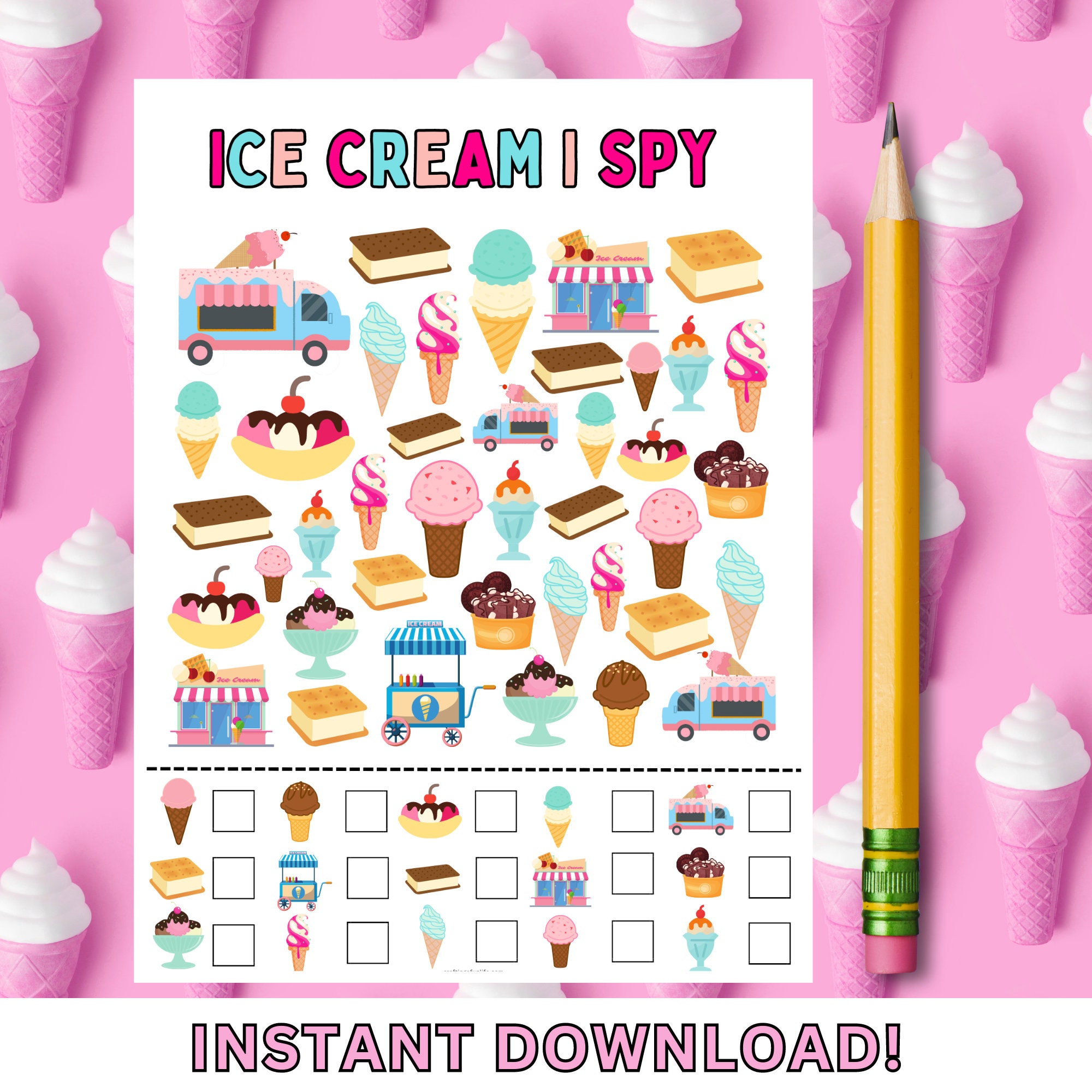 Ice Cream I Spy Activity for Kids, Look and Find Activities, Summer ...