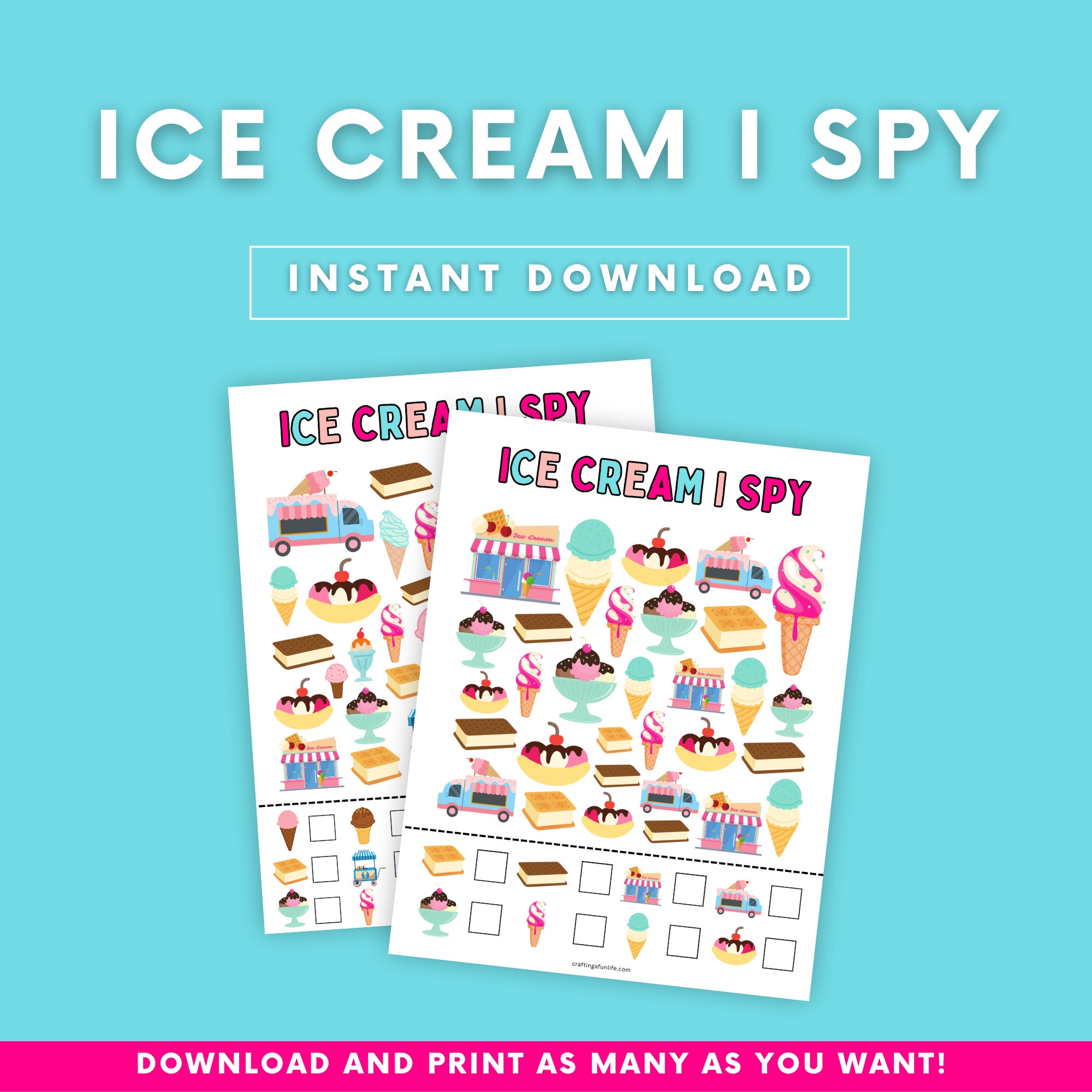 Ice Cream I Spy Activity: Summer Printable Game for Kids (PDF) - Etsy