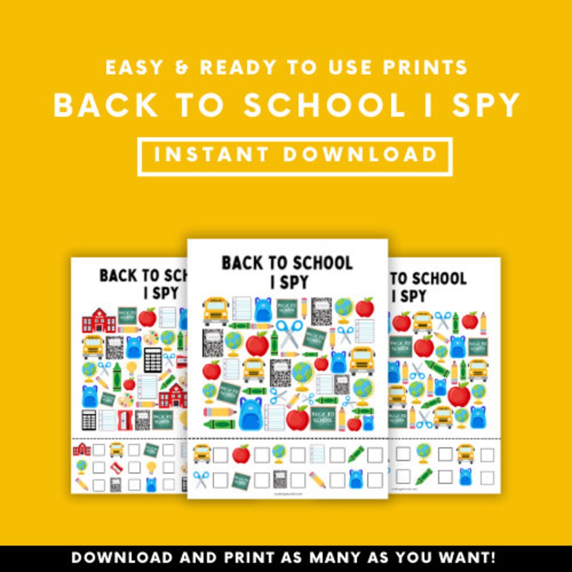 Back to School I Spy Activity for Kids, Back to School Printable, First ...