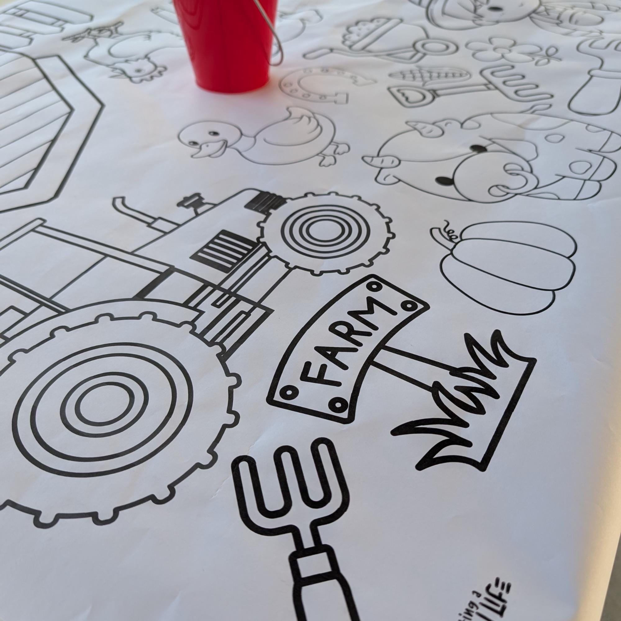 Farm Themed Kids' Table Cover Coloring Sheet, Printable Tablecloth for ...