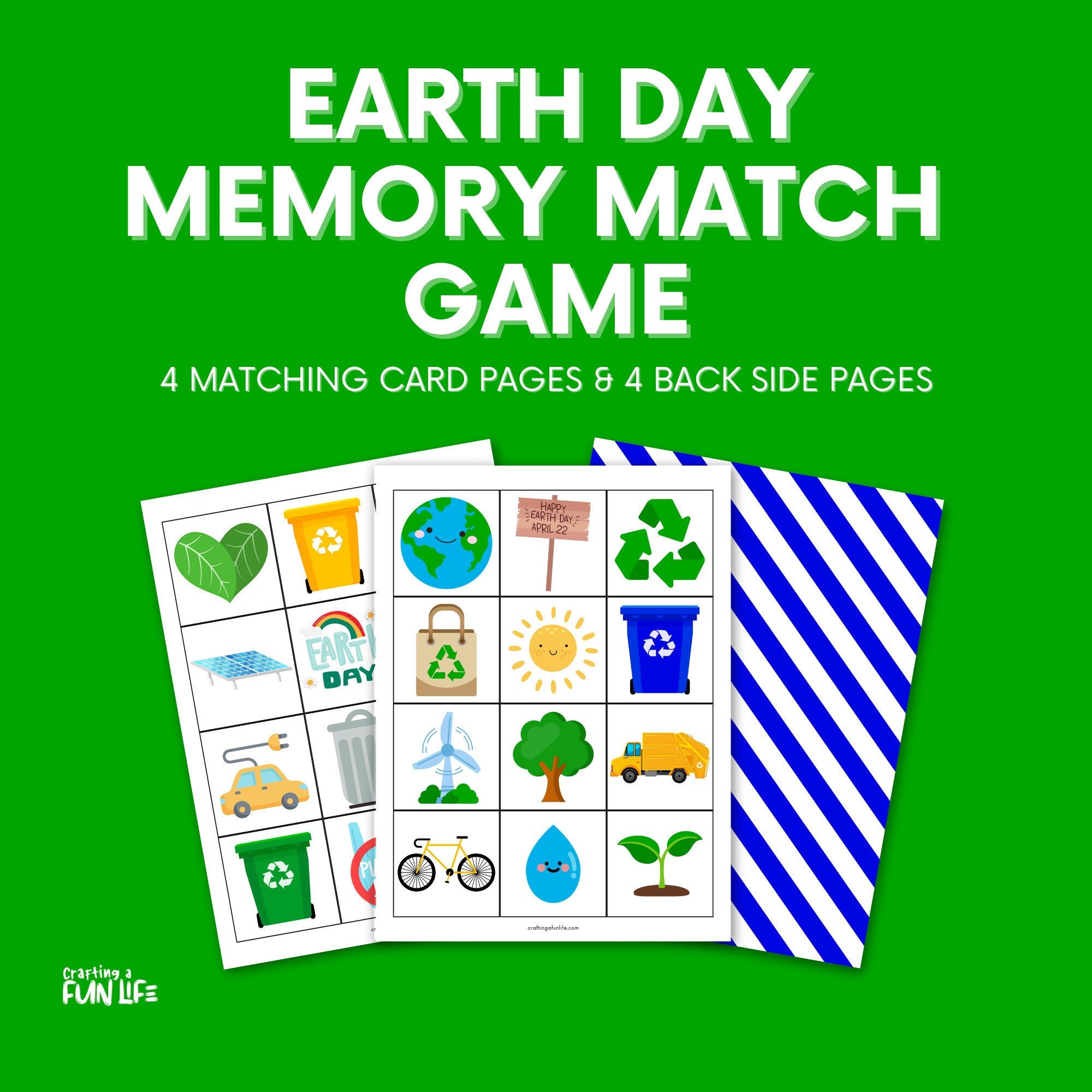 Earth Day Memory Match Game for Kids, Printable Earth Day Games, Earth ...
