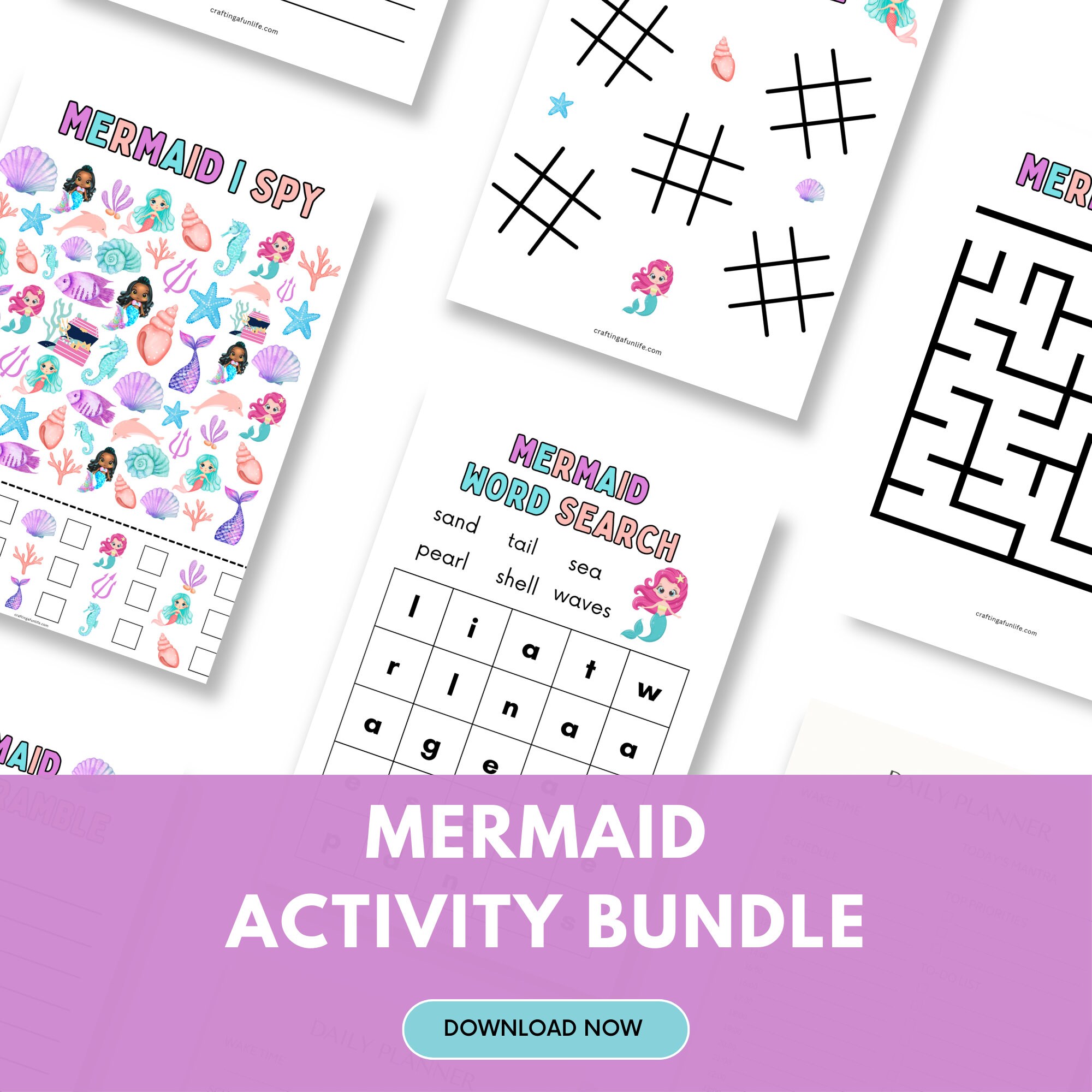Mermaid Activity Bundle for Kids, Summer Activity Sheets, Printable ...