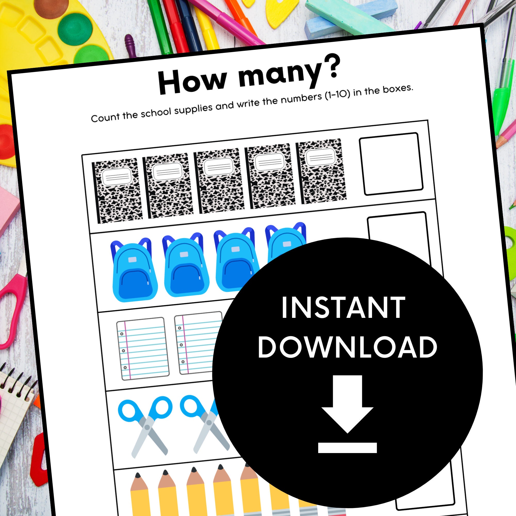 Back to School Math Activity Bundle for Kids, Printable Preschool ...