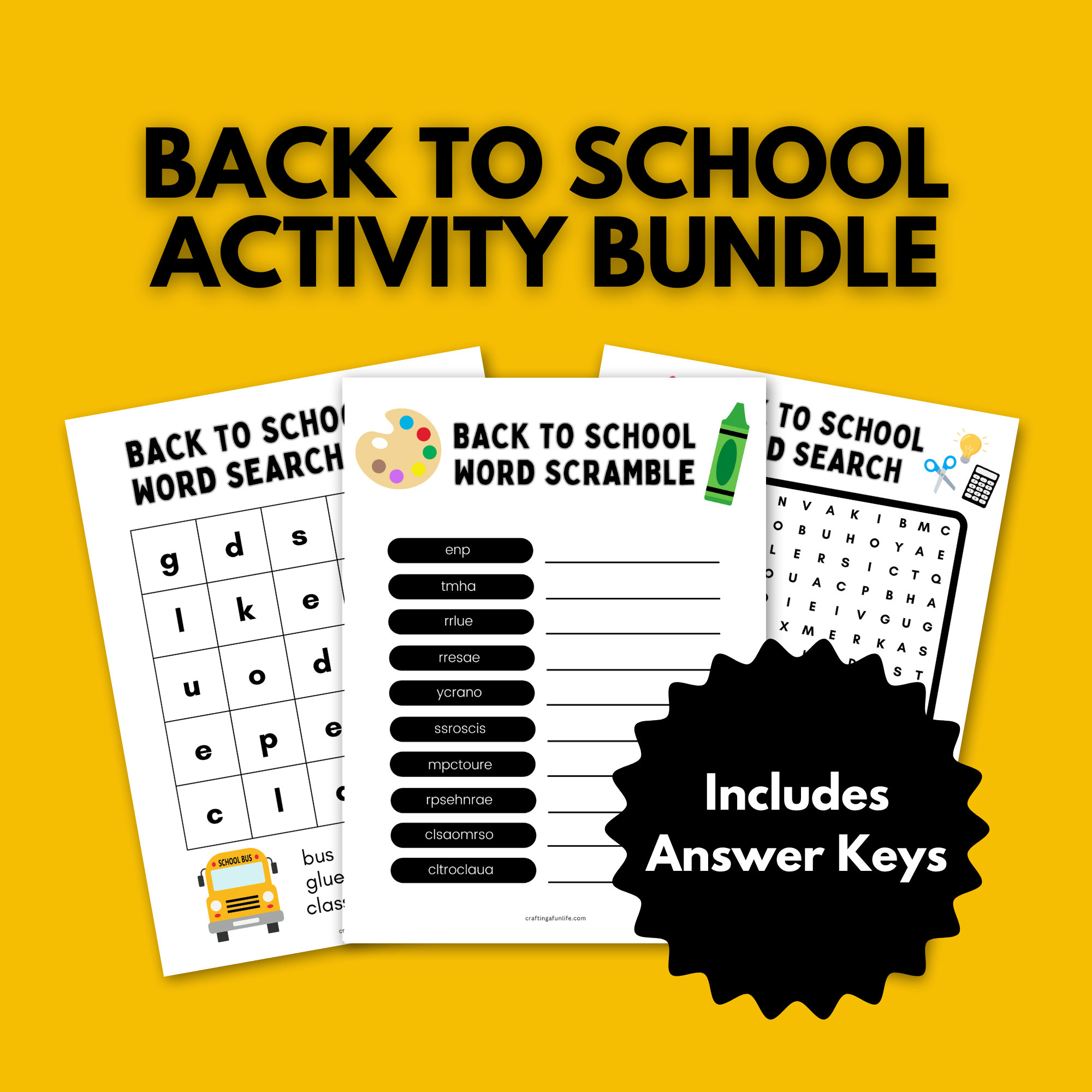 Back to School Activity Bundle: 76 Pages of Printable Games (digital ...