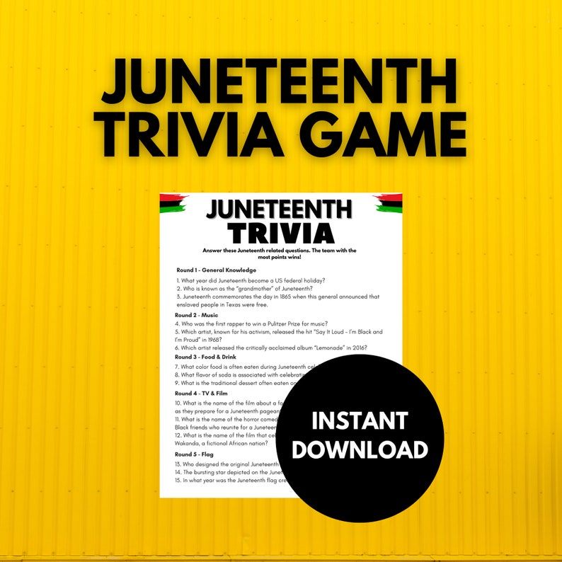 Juneteenth Trivia Game Bundle: African American History (PDF) - Etsy