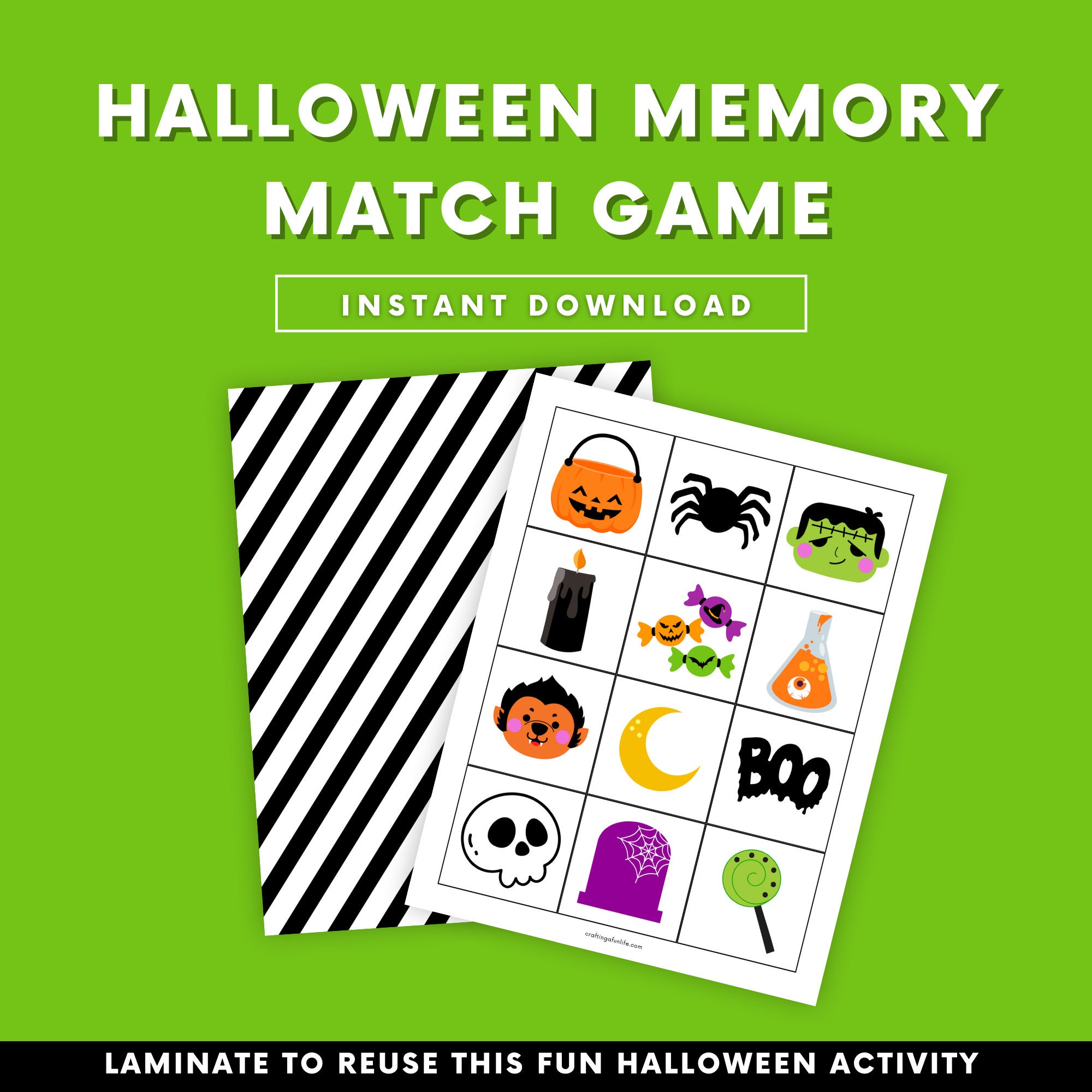 Halloween Memory Match Game for Kids, Kids Halloween Activity Printable ...