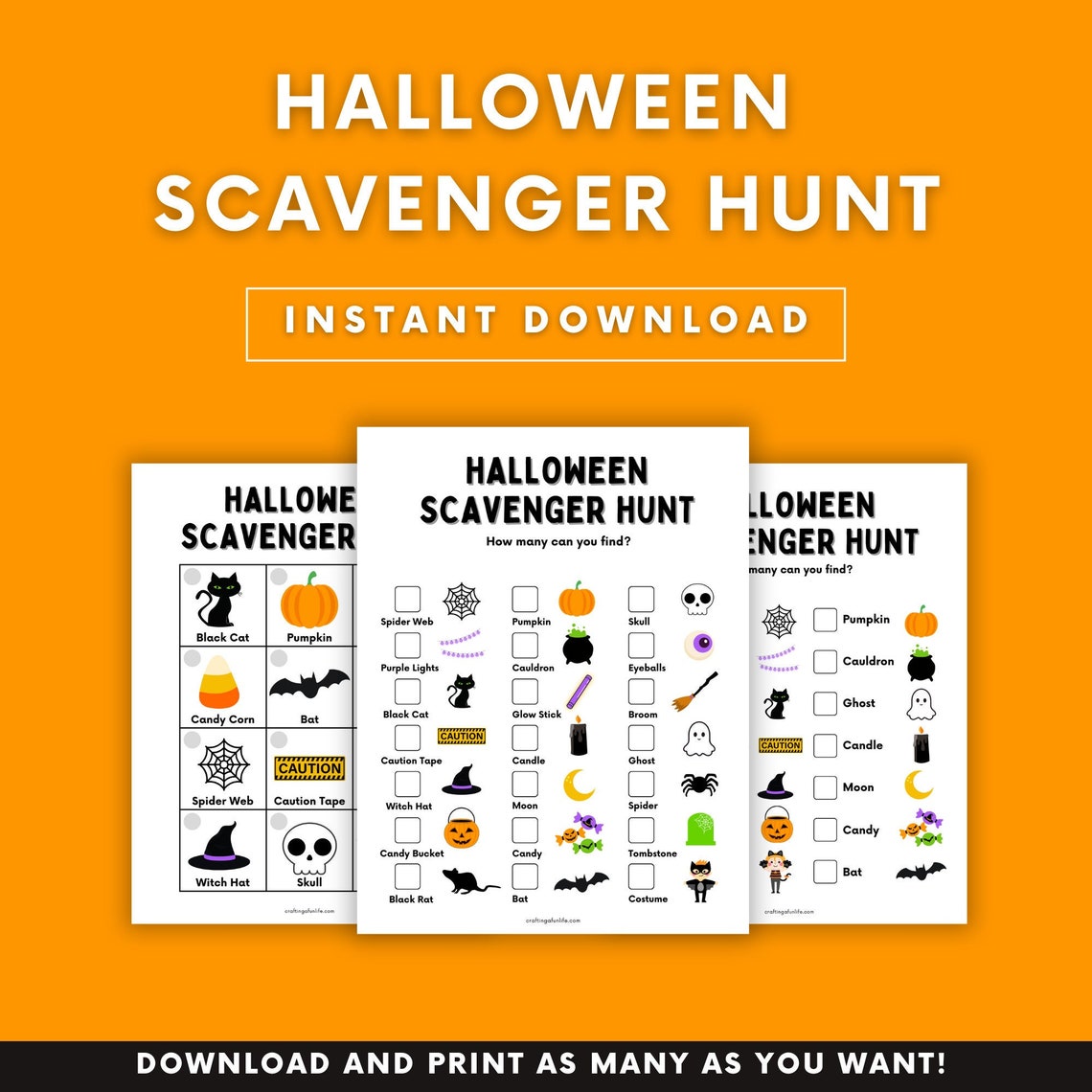Halloween Scavenger Hunt for Kids, Halloween Party, Printable ...