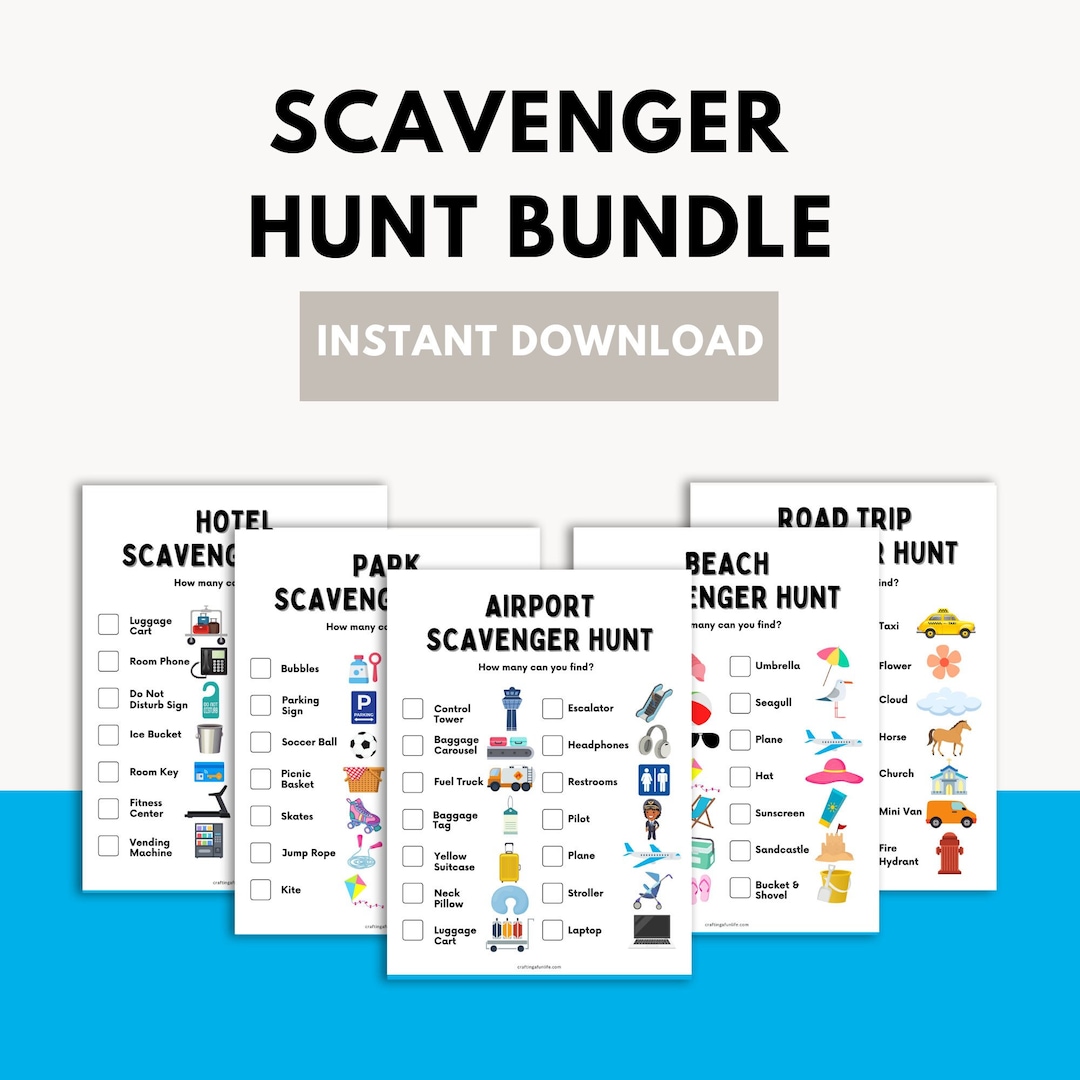 Scavenger Hunt Bundle for Kids, Road Trip Games, Printable Activities ...