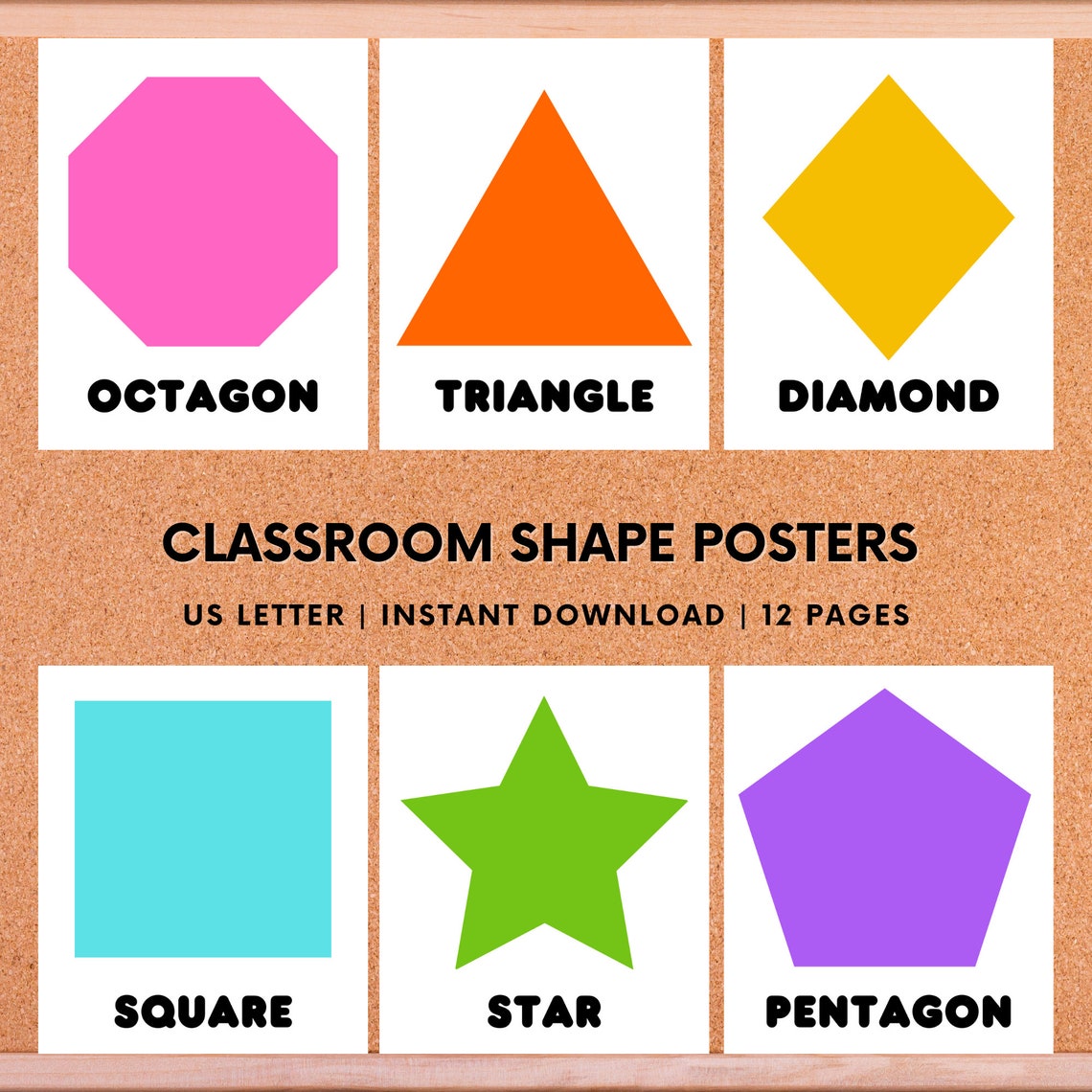 Classroom Shape Posters, Printable Classroom Decor, Elementary School ...