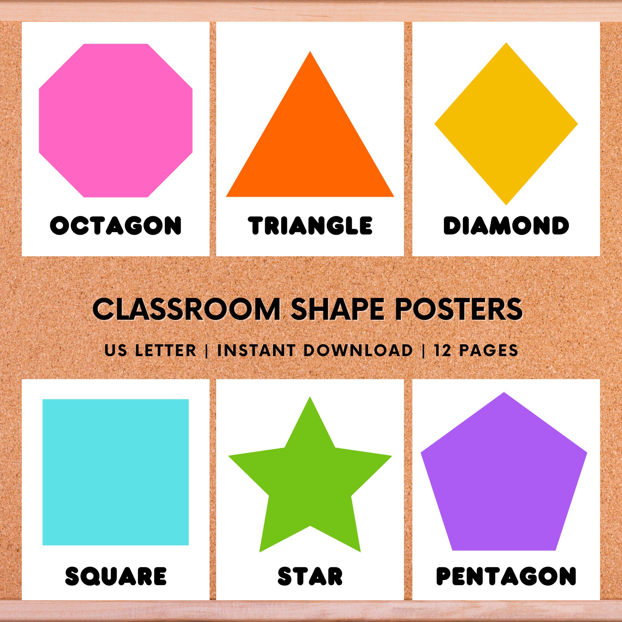 Classroom Shape Posters, Printable Classroom Decor, Elementary School ...