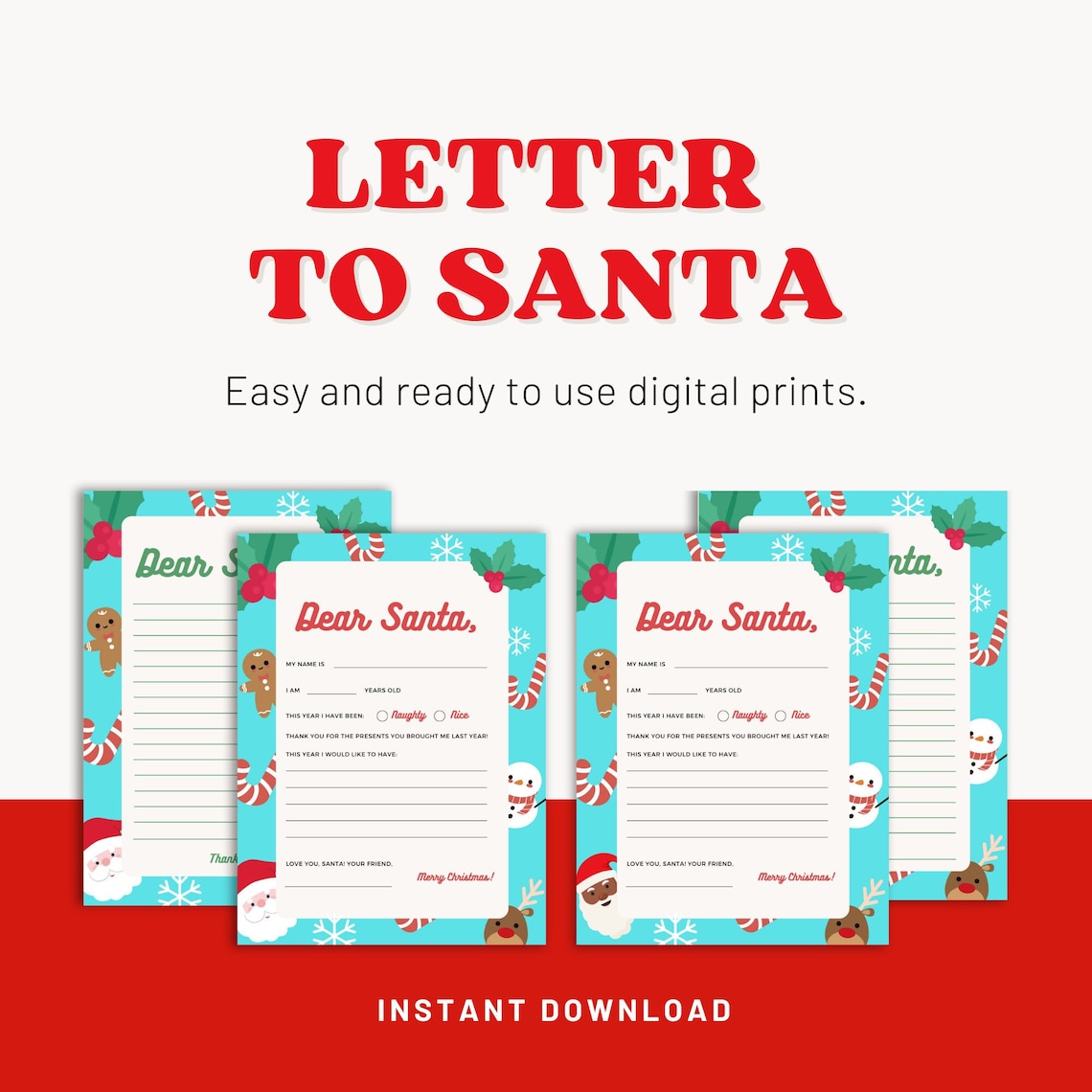 Letter to Santa Printable for Kids, Letter to the North Pole, Dear ...