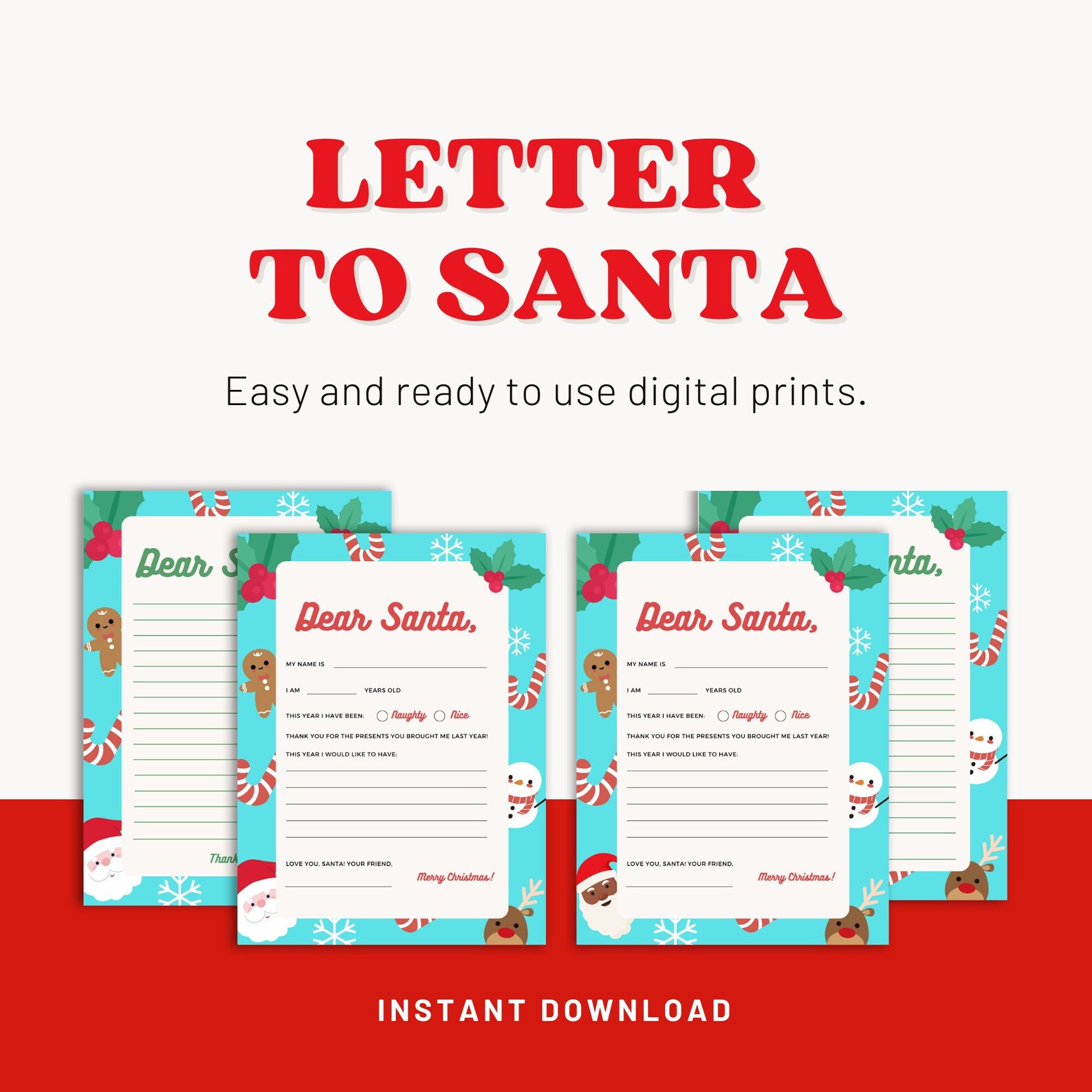 Letter to Santa Printable for Kids, Letter to the North Pole, Dear ...