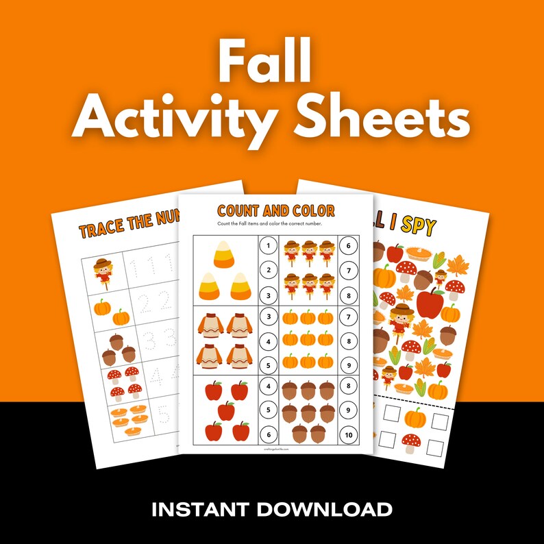 Fall Activity Bundle for Kids, Fall Activities, Autumn Activity Sheet ...