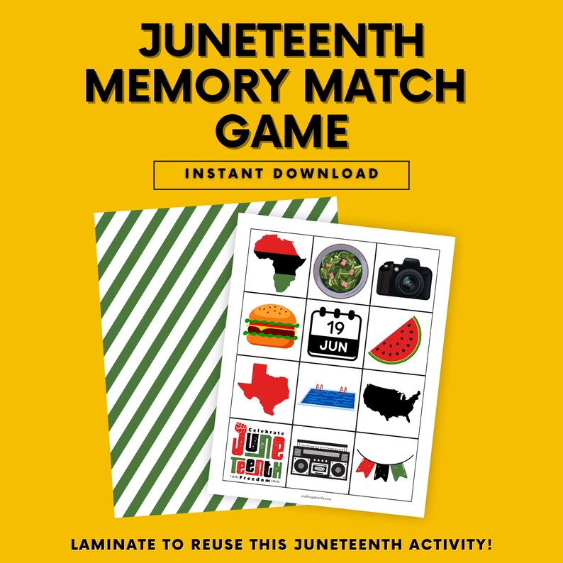 Juneteenth Memory Match Game, Printable Juneteenth Games, Juneteenth ...