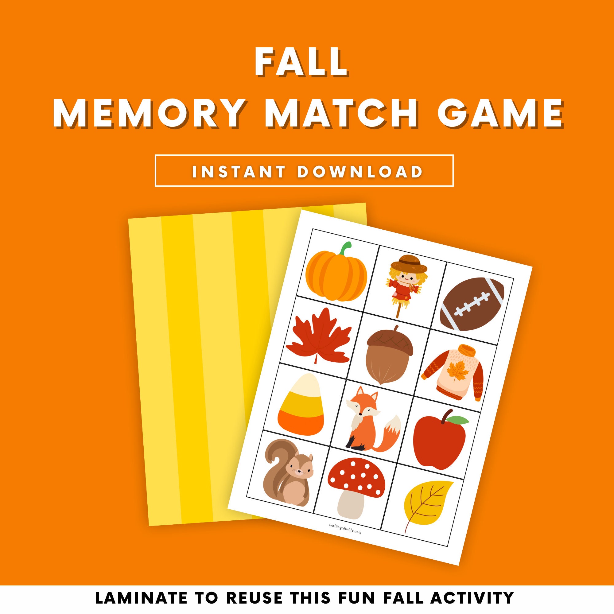 Fall Memory Match Game: Autumn Activity for Kids (digital Download) - Etsy