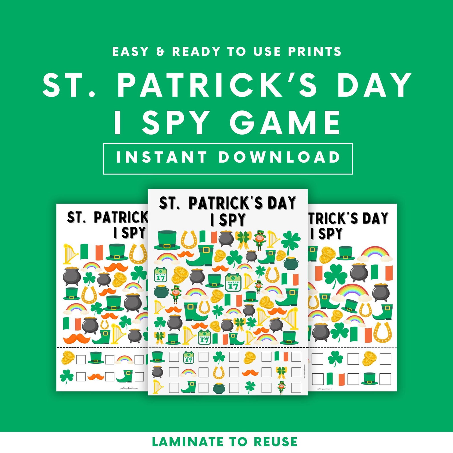 St. Patrick's Day I Spy Game for Kids, Kids' St. Patrick's Day Activity ...