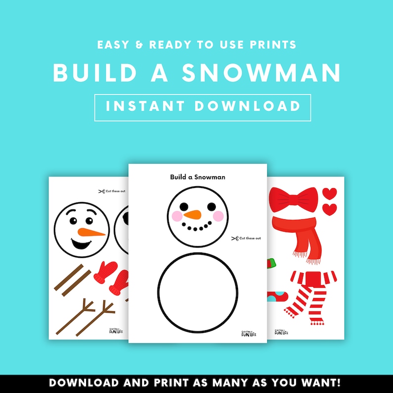 Build a Snowman Activity for Kids, Snowman Worksheet, Winter Activity ...