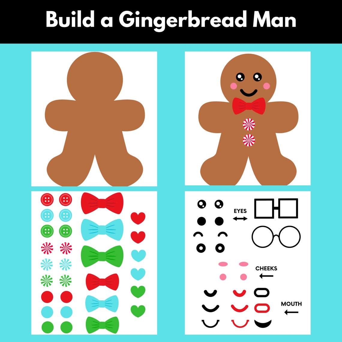 Build a Gingerbread Man, Christmas Activity, Busy Book Printable ...