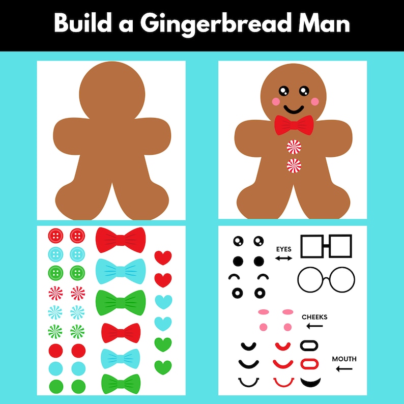Build a Gingerbread Man, Christmas Activity, Busy Book Printable ...