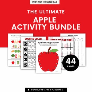 Apple Activity Bundle for Kids, Printable Learning Activity, Apple ...