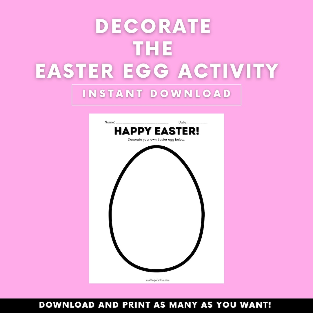 Decorate the Easter Egg Activity for Kids, Printable Easter Egg, Easter ...