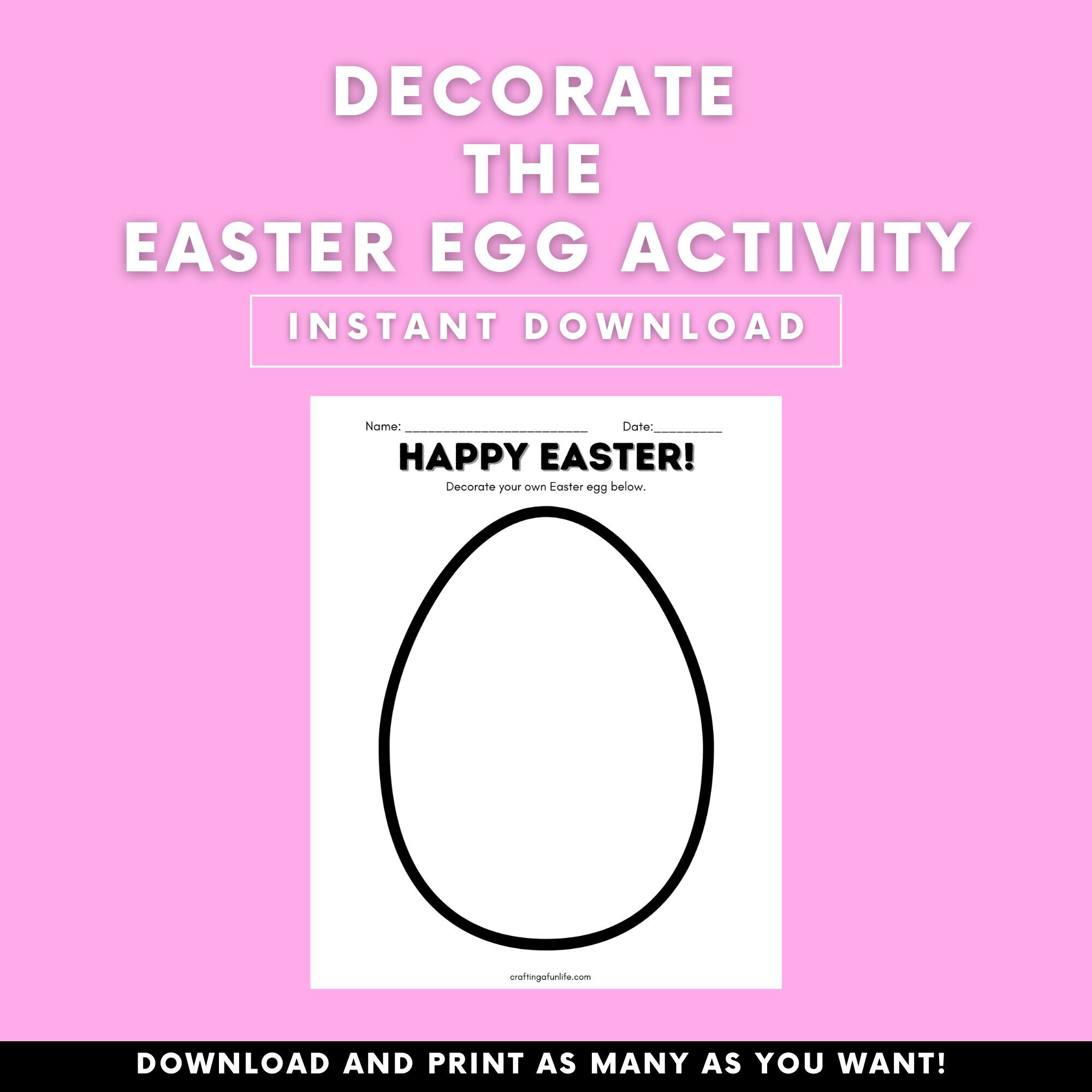 Decorate the Easter Egg Activity for Kids, Printable Easter Egg, Easter ...