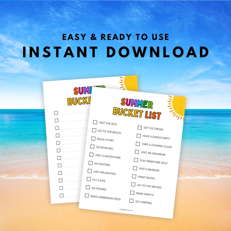 Summer Bucket List, Summer Activities, Printable Bucket List for Kids ...