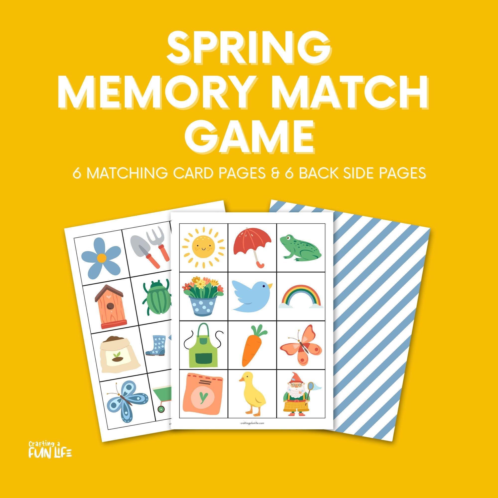 Spring Memory Match Game for Kids, Printable Spring Games, Classroom ...