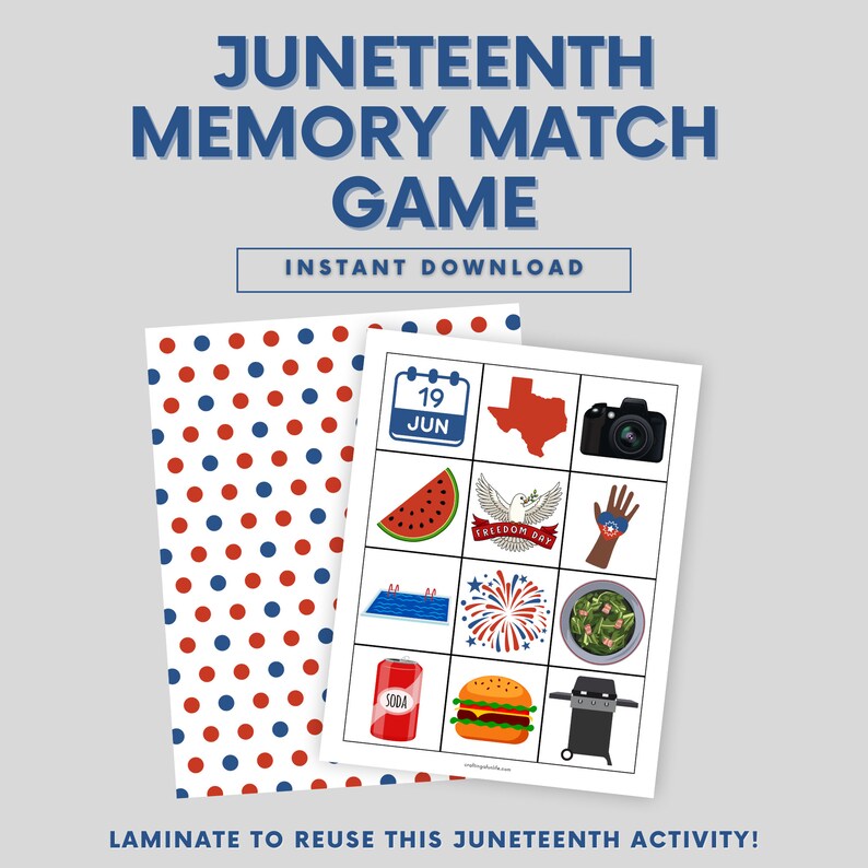 Juneteenth Memory Match Game: Printable Activity for Kids (PDF) - Etsy