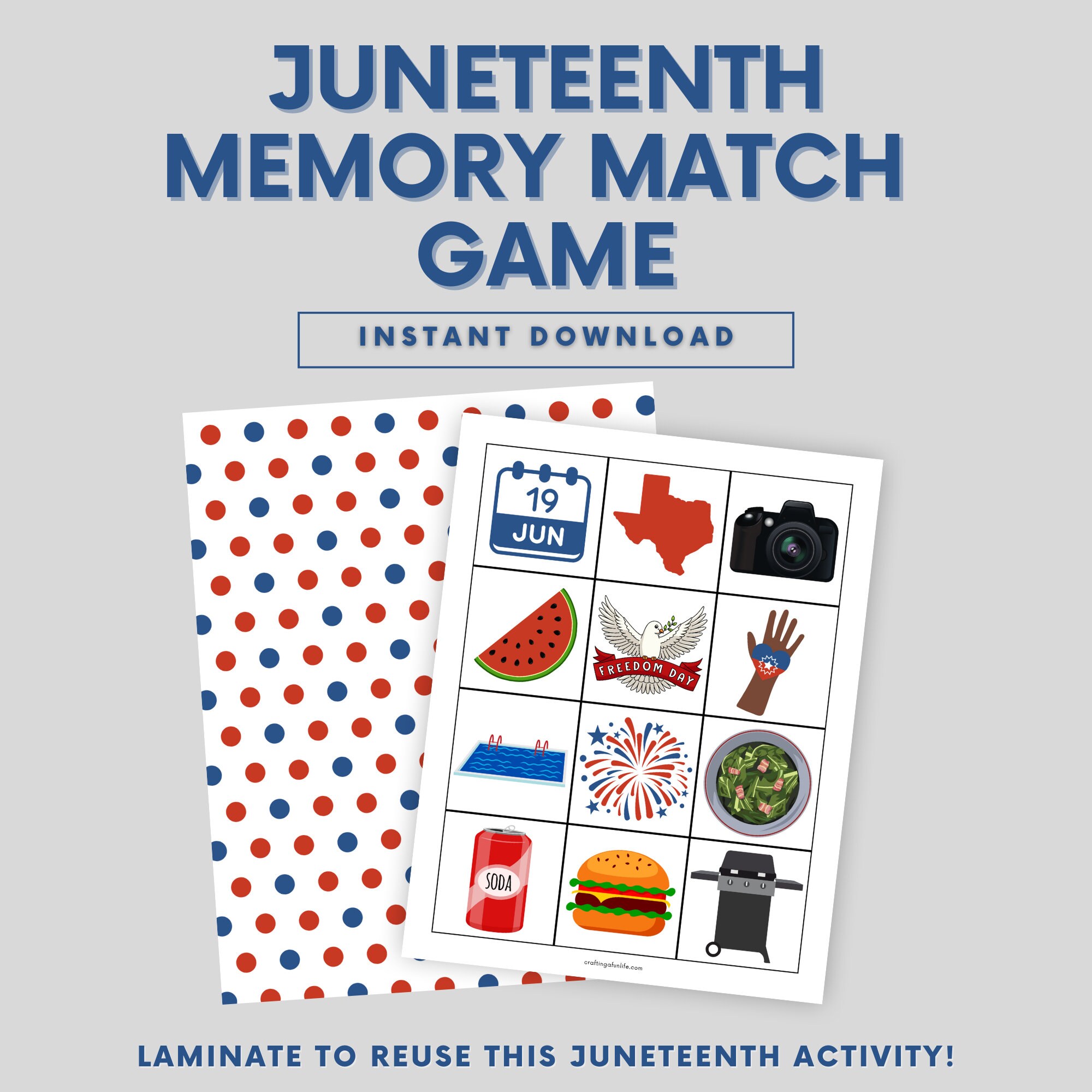 Juneteenth Memory Match Game: Printable Activity for Kids (PDF) - Etsy