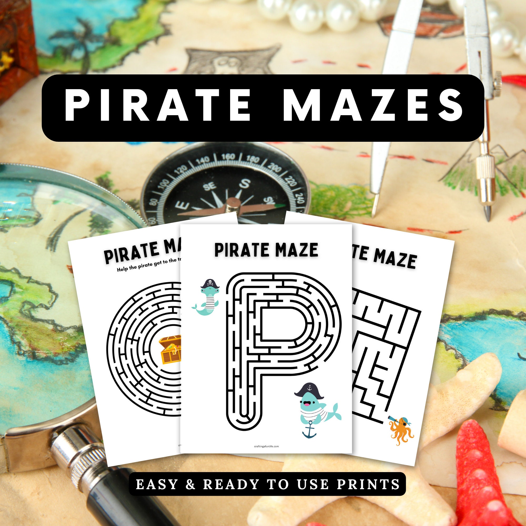 Pirate Mazes, Mazes for Kids, Fun Maze Activity Printable for Kids ...
