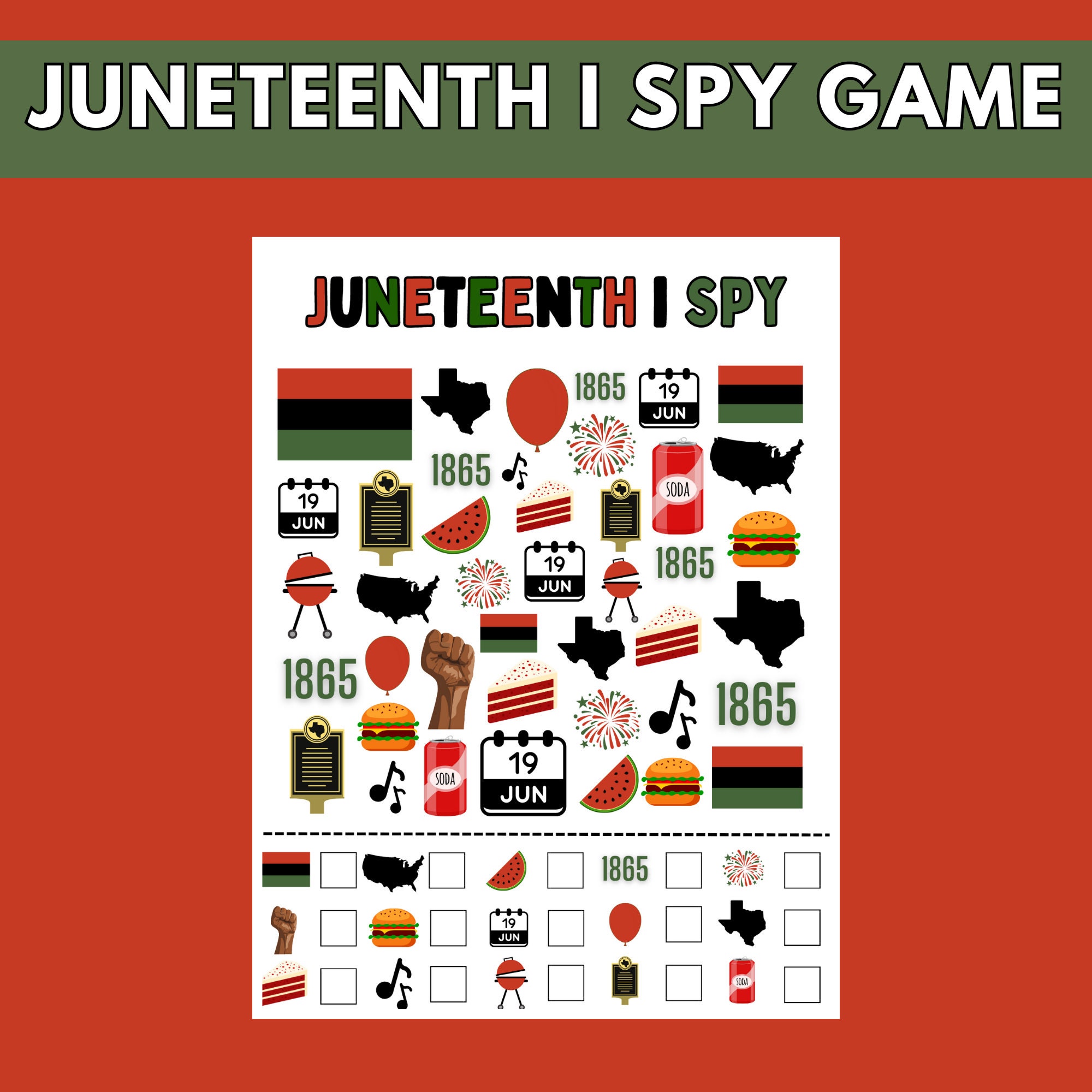 Juneteenth I Spy Game: Printable Activity for Kids (digital Download ...