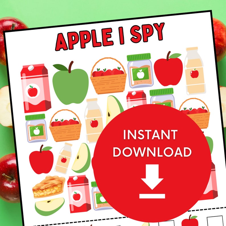 Apple I Spy Game for Kids, Autumn Seek and Find, Fall I Spy Game, Fall ...