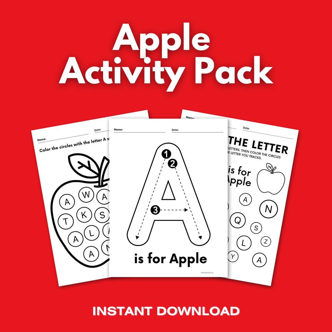 Apple Activity Pack for Kids, Printable Apple Worksheets, Apple ...