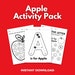 Apple Activity Pack for Kids: Printable Apple Worksheets (PDF Download ...