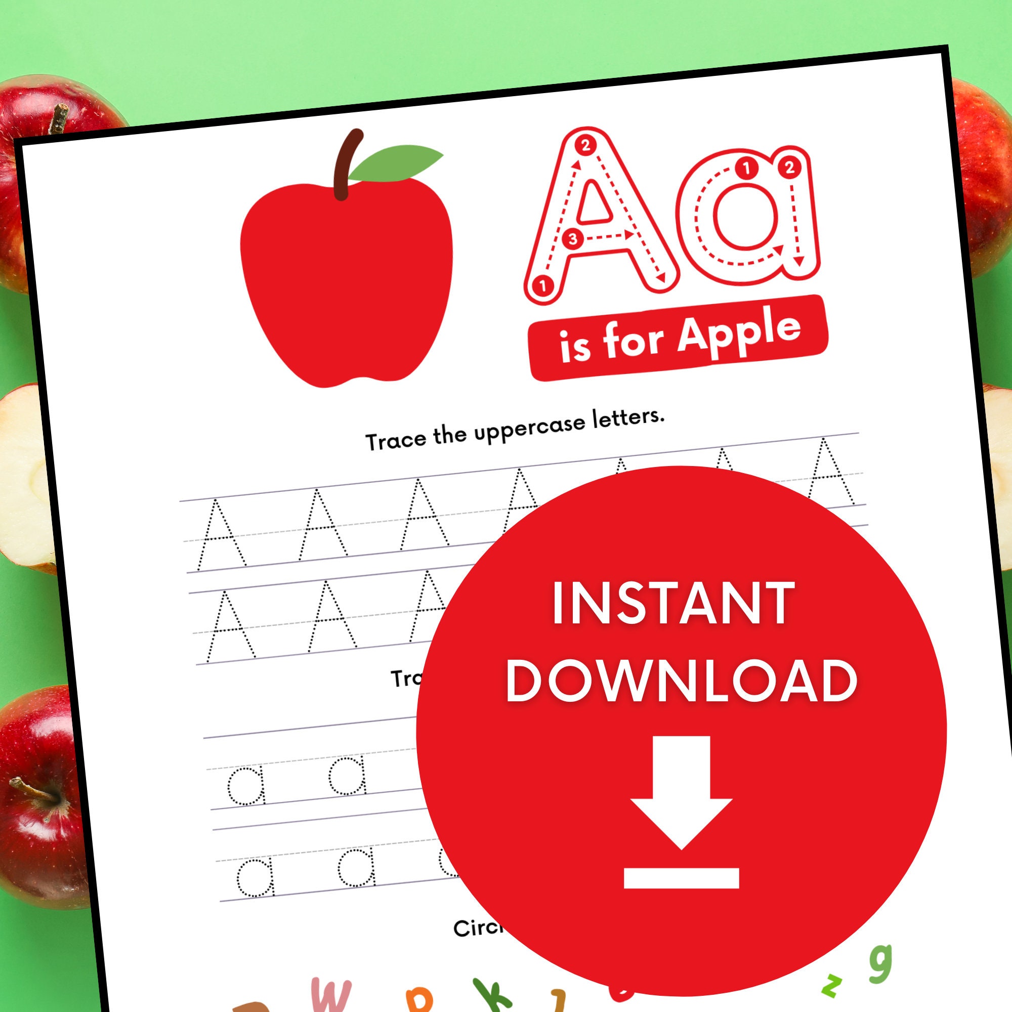 Apple Activity Bundle for Kids: Printable Learning Worksheets (digital ...