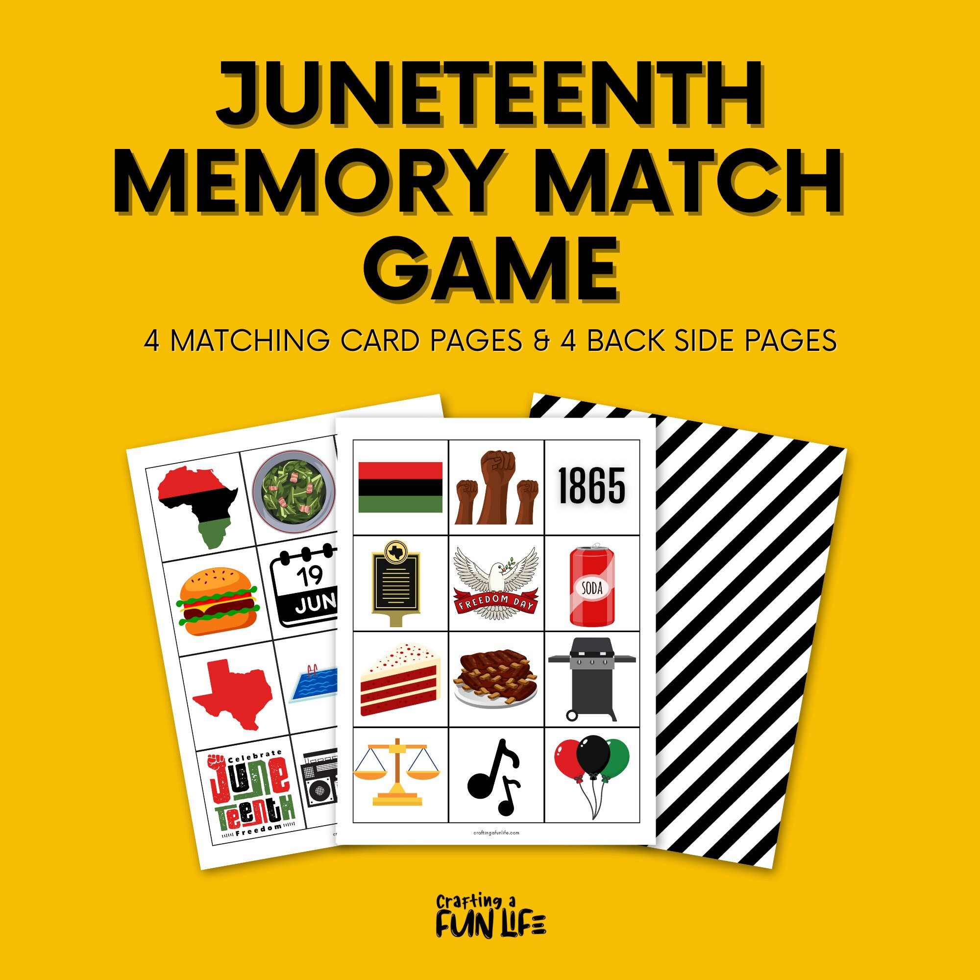 Juneteenth Memory Match Game, Printable Juneteenth Games, Juneteenth ...