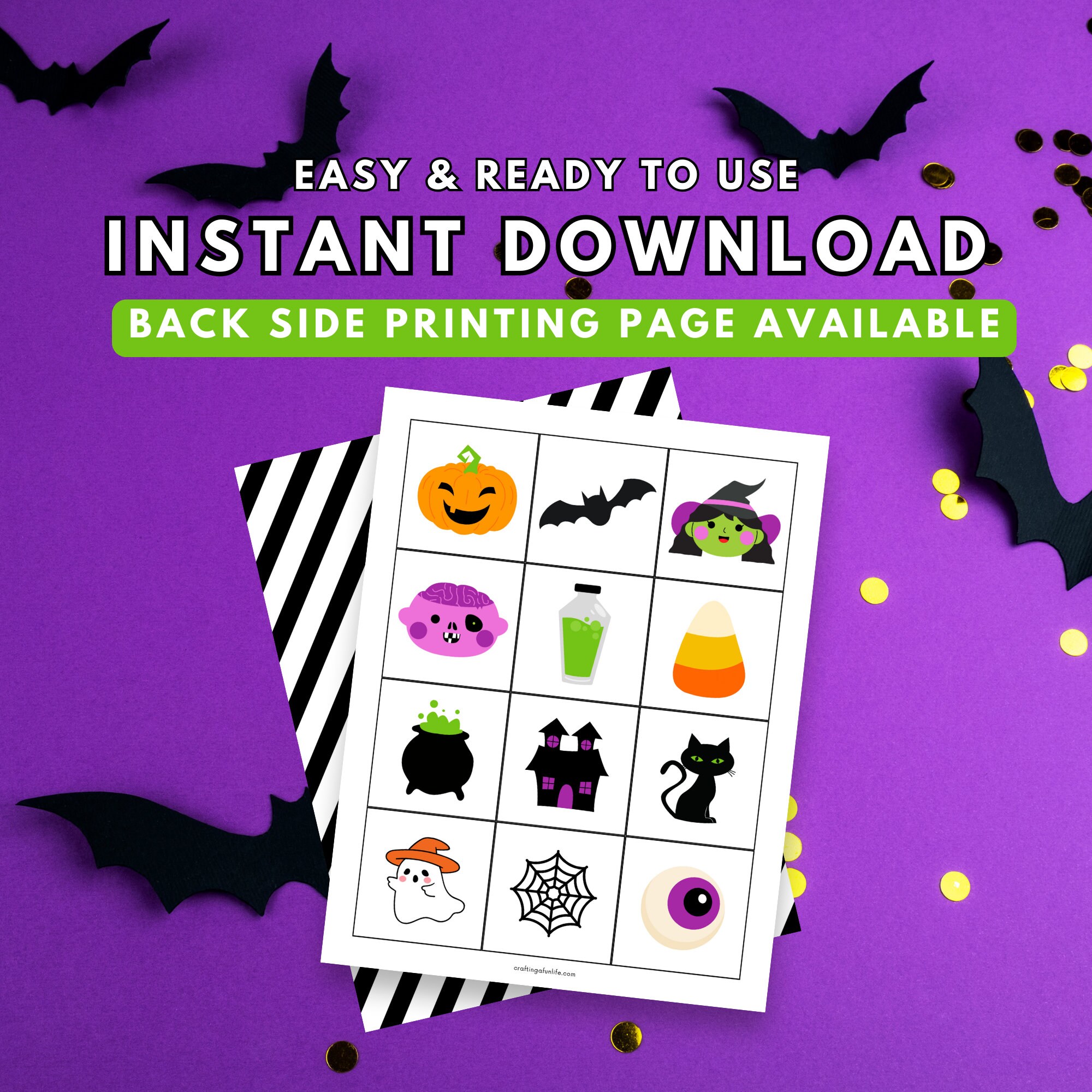 Halloween Memory Match Game for Kids, Kids Halloween Activity Printable ...