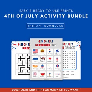 4th of July Activity Bundle for Kids, 4th of July Games, Independence ...