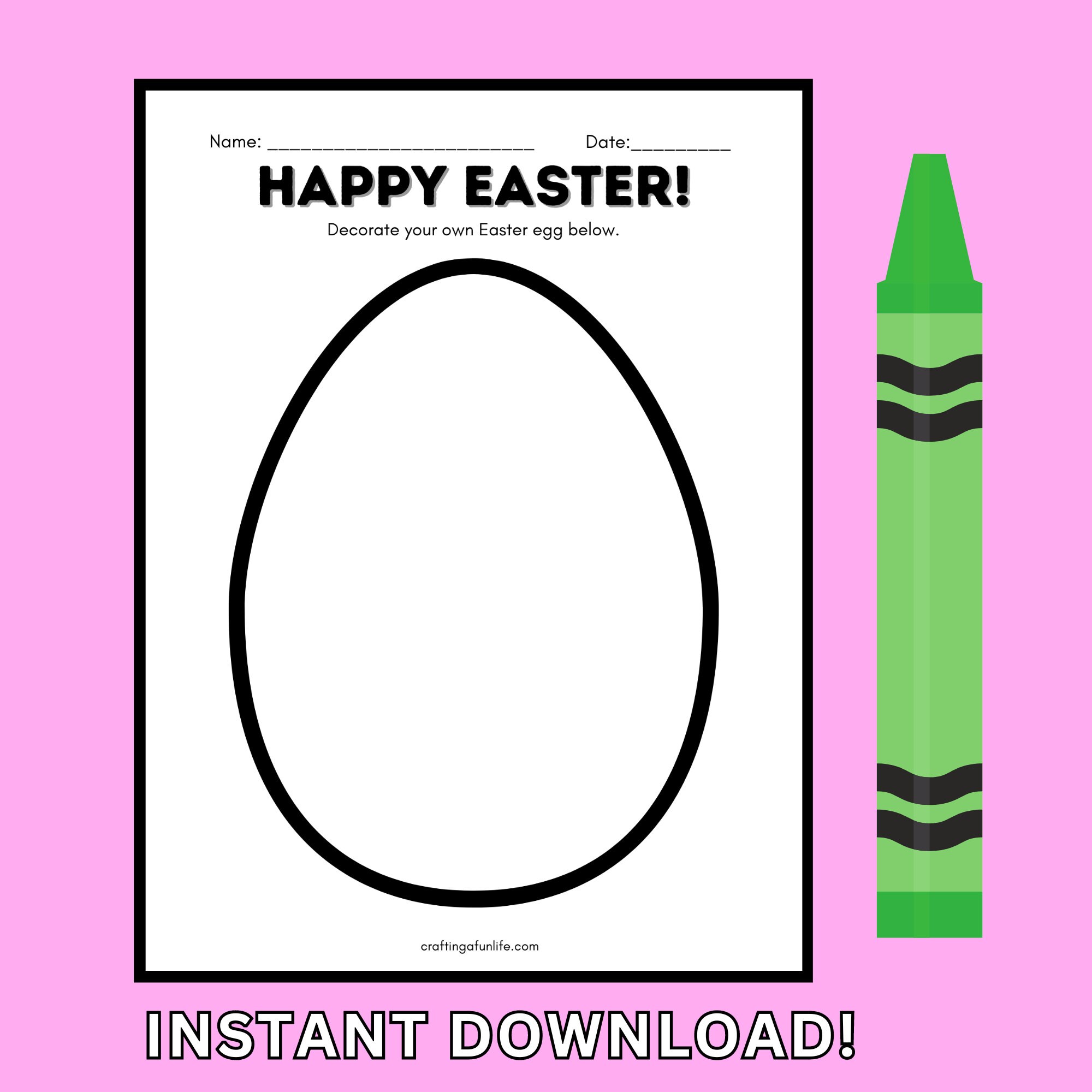 Decorate the Easter Egg Activity for Kids, Printable Easter Egg, Easter ...