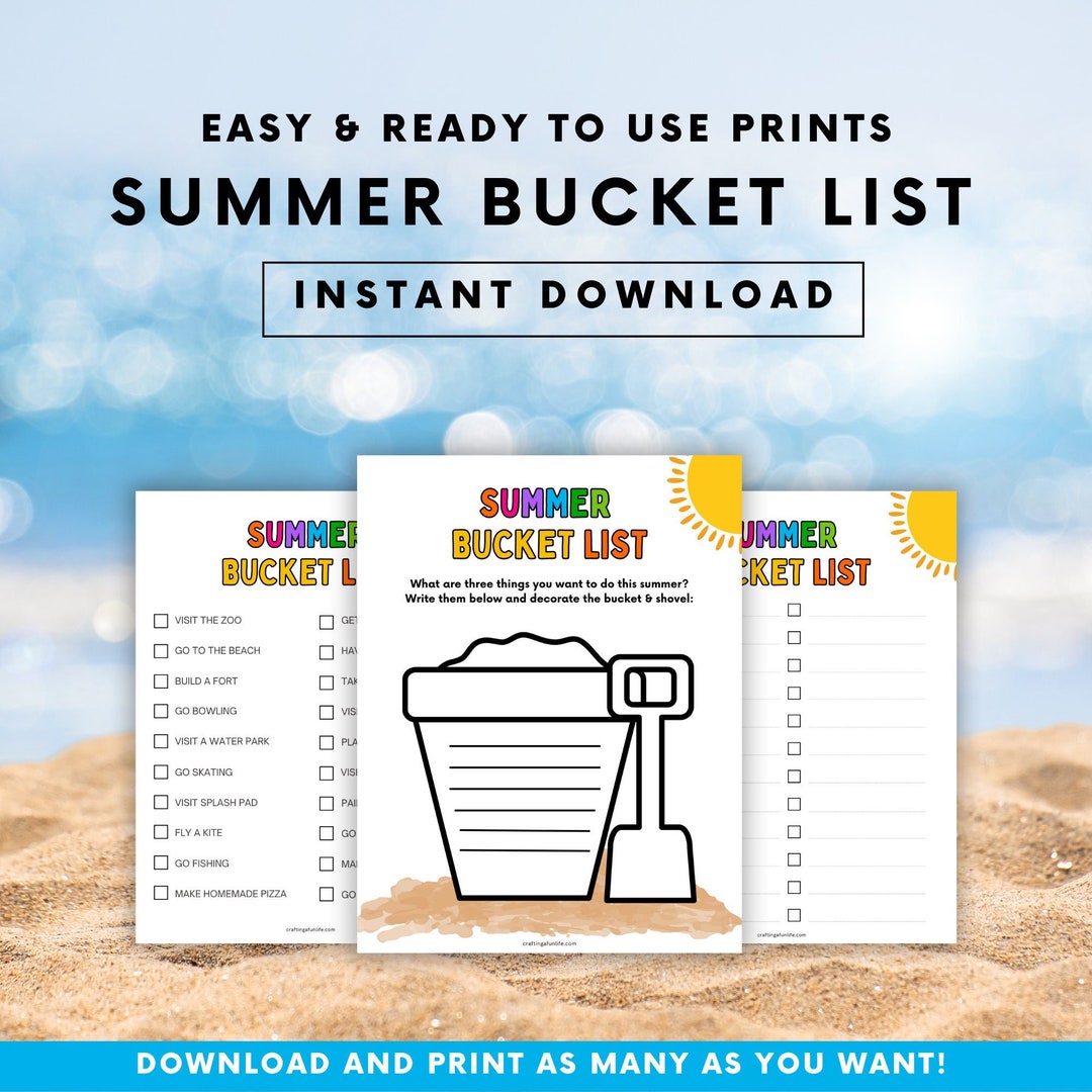 Summer Bucket List, Summer Activities, Printable Bucket List for Kids ...