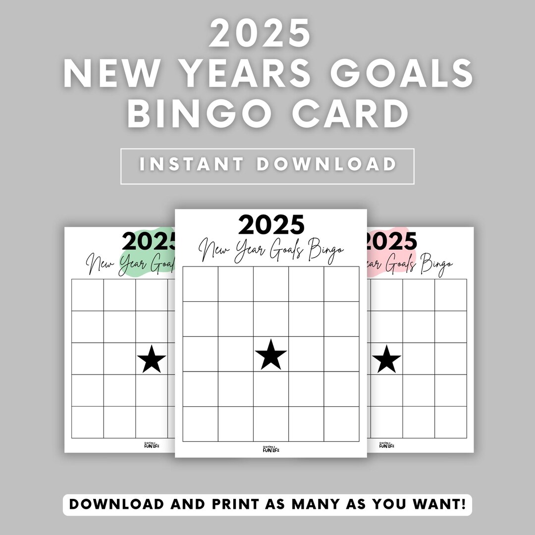 2025 New Year Goals Bingo Card, Manifestation Bingo Card, 2025 Vision ...
