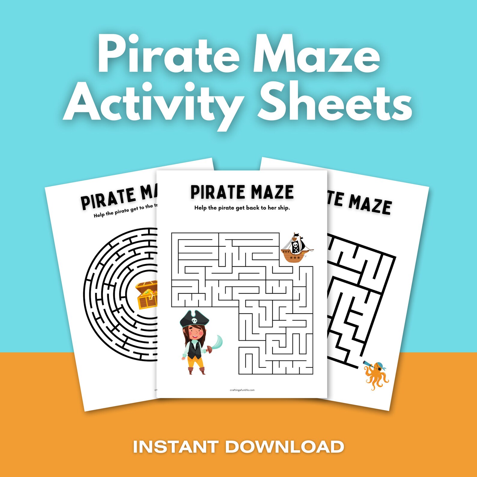 Pirate Mazes, Mazes for Kids, Fun Maze Activity Printable for Kids ...