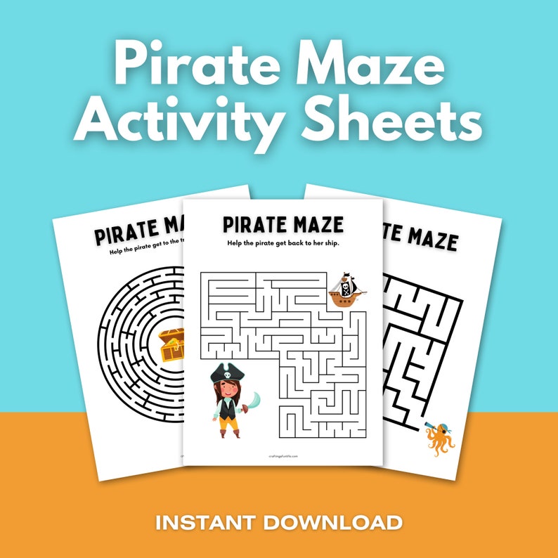 Pirate Mazes, Mazes for Kids, Fun Maze Activity Printable for Kids ...