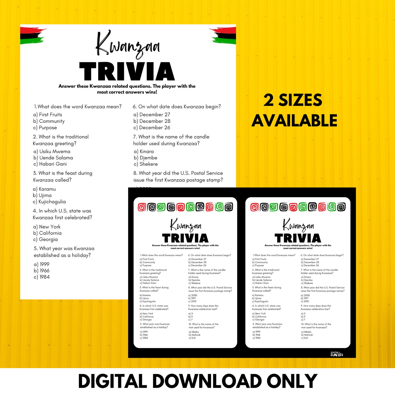 Kwanzaa Trivia Game, Kwanzaa Party Games, Kwanzaa Party, Educational ...